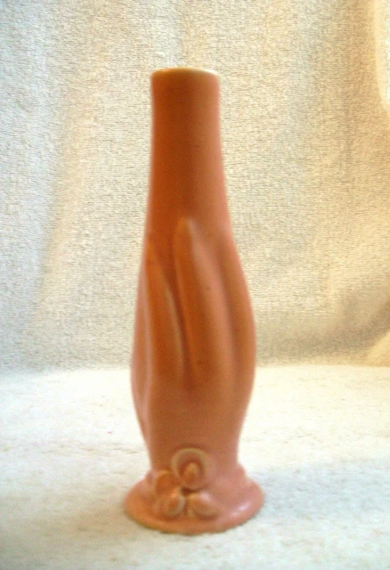 VINTAGE LORLE CERAMIC Pink Perfume Hand Holding Bottle Bud Vase 6 1/2 ...