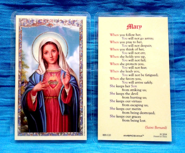 IMMACULATE HEART OF Mary Prayer LAMINATED Holy Card ⭐ GILDED GOLD ⭐ ...