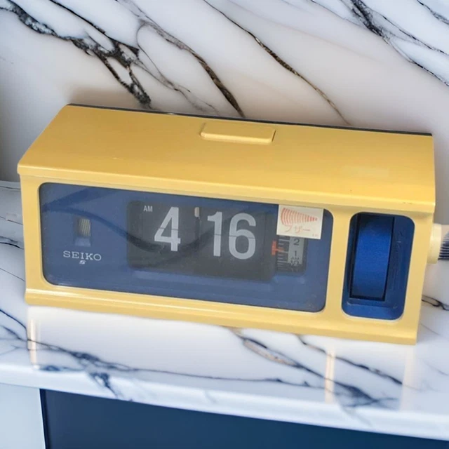 SEIKO QUARTZ DIGITAL Putter Flip Clock DP664 Yellow Made in Japan Showa ...