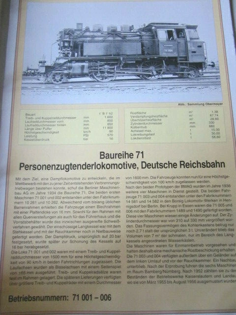 DAMPFLOK TYPENBLATT RISSZEICHNUNG 1:87 BR 71 DRG DB EUR 3,65 - PicClick DE