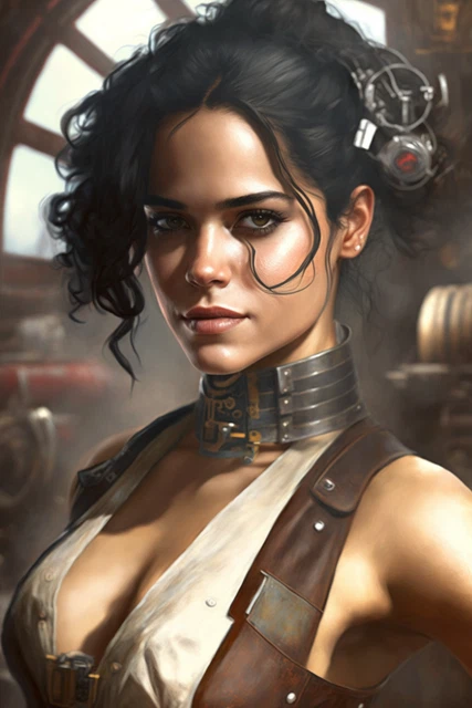 STEAMPUNK MICHELLE RODRIGUEZ pin up Metal Plaque Sign Bar Man AI ART ...