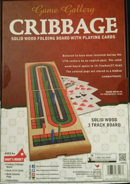SOLID WOOD DELUXE Cribbage Folding Board Peg & Card Set Game Gallery by ...