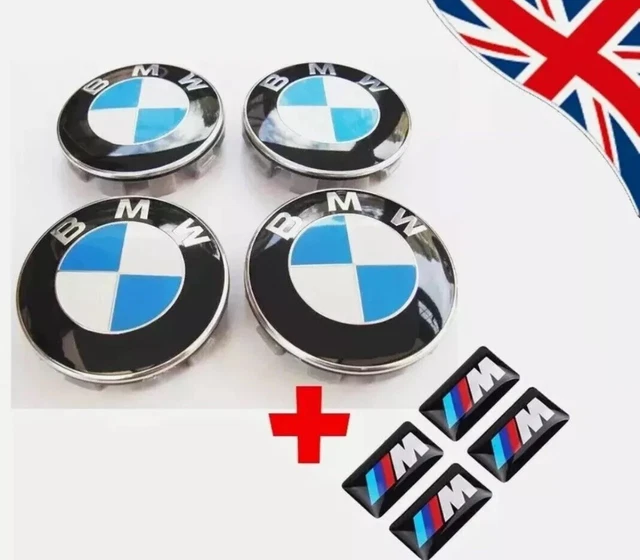 4 SET FOR BMW WHEEL CENTRE CAPS 68mm + BADGES E90 E92 1,3,5,6,7,X5 M3 ...