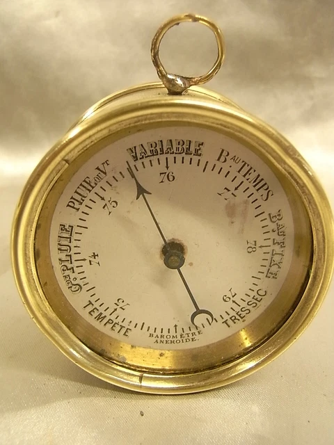 ANTIQUE MINIATURE ANEROID Barometer Measuring Instrument Weather ...