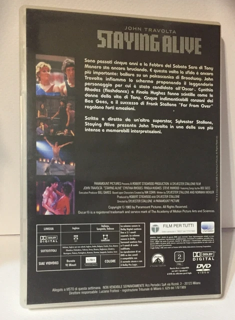 STAYING ALIVE DVD Editoriale John Travolta Tony Manero Bee Gees Come da ...
