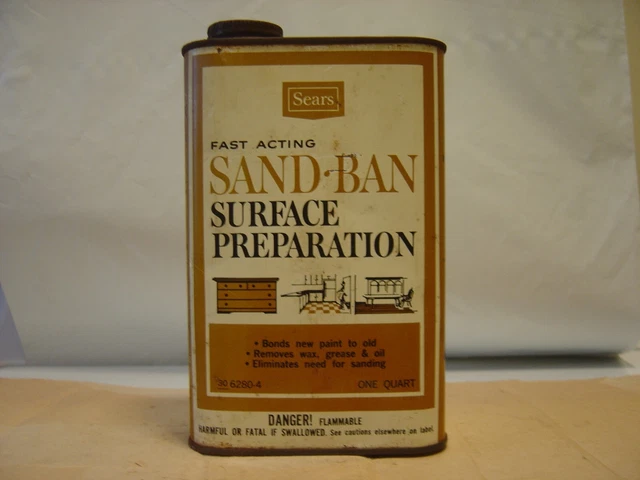 VINTAGE SEARS SAND-BAN Surface Prep Empty Quart Can - Sears Roebuck ...