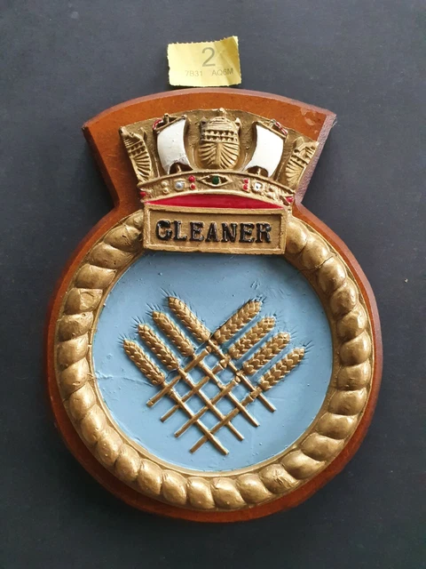 VINTAGE HMS GLEANER SHIPS CREST ..... ORIGINAL 10.5 x 8.5 in approx £25 ...