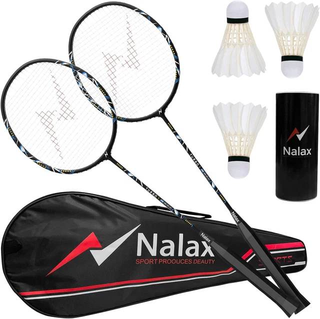 BADMINTON SET,2 PLAYER Badminton Rackets Carbon Fiber Racquet with 3 ...