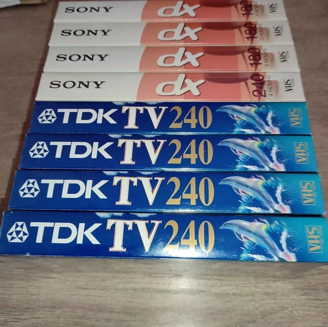 LOT DE 8 Cassette Video Vhs (4 Tdk 240 + 4 Sony (180 240 ) Neuf Sous Blister K7 EUR 39,00 ...