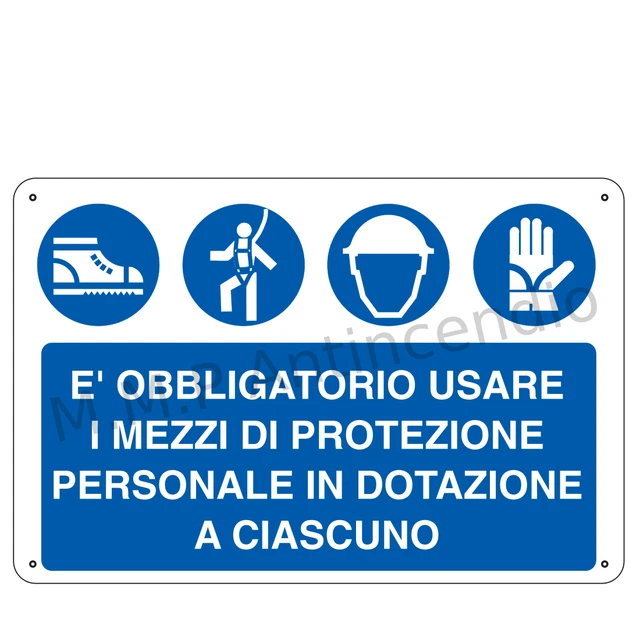 CARTELLO SEGNALETICO E obbligatorio usare i mezzi DPI 3 - Alluminio ...