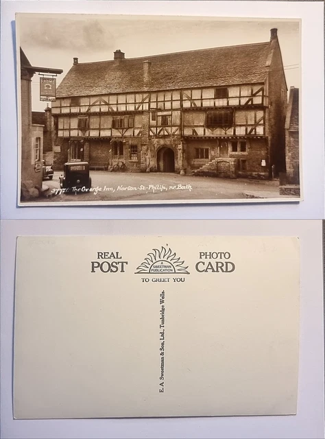 NORTON ST PHILLIP Postcard C1940 Real Photo The George Inn Pub Nr Bath ...