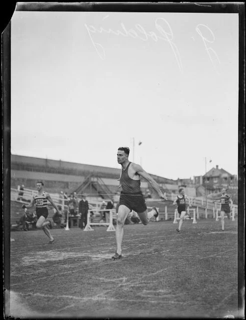 GEORGE GOLDING RUNNING in a race at a sports ground, NSW, ca. - 1930s ...