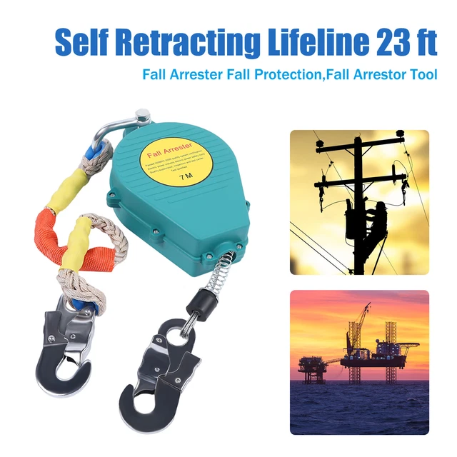 23FT SELF RETRACTING Lifeline Fall Arrester Fall Protection Fall ...