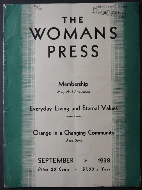 THE WOMAN'S PRESS Magazine 1938 Oct LABOR AND RELIGION, WORLD YOUTH ...