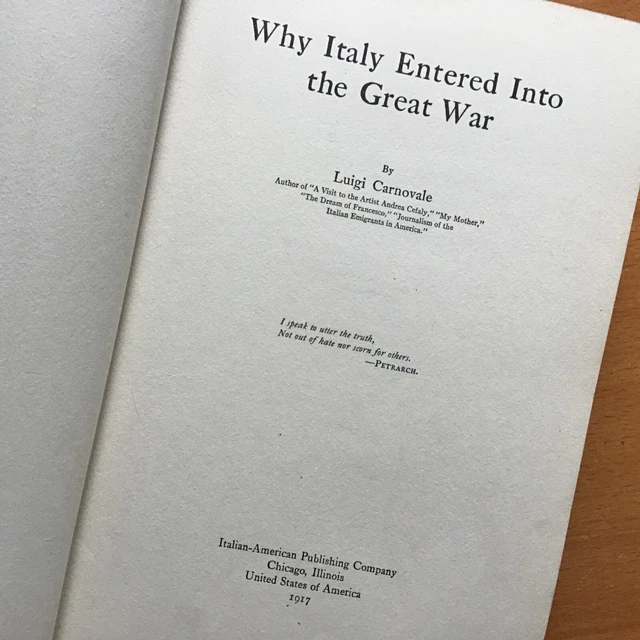 ORIGINAL WWI MILITARY HISTORY BOOK: Why Italy Entered Into the Great ...