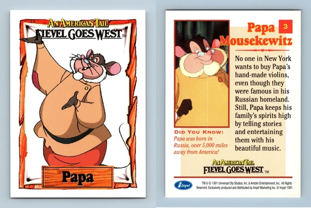 PAPA MOUSEKEWITZ #3 An American Tail Fievel Goes West 1991 Impel ...