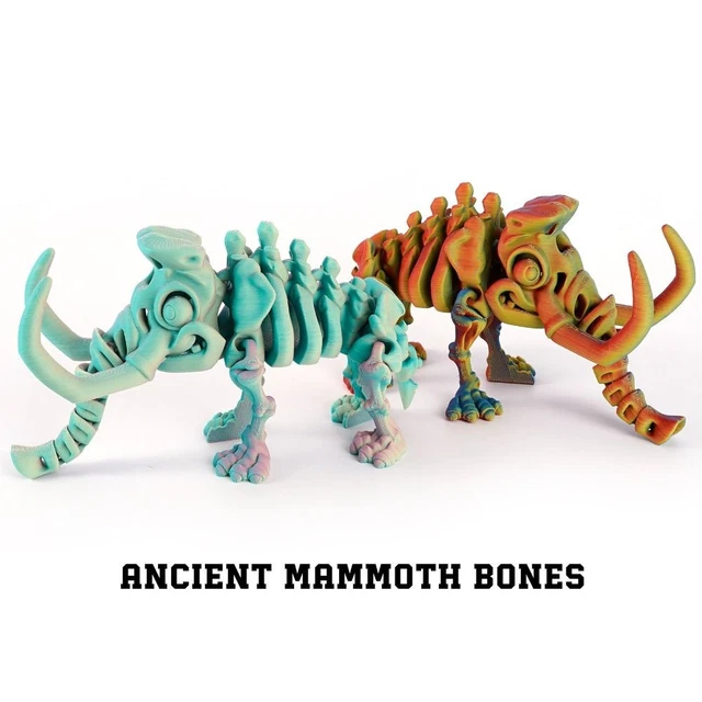 PLA PLASTIC 3D Printed Mammoth Model Articulated Fidget Toy Home Decor ...