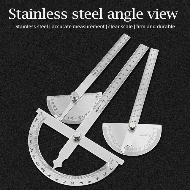 180 DEGREE PROTRACTOR Metal Angle Finder Goniometer Stainless Steel ...