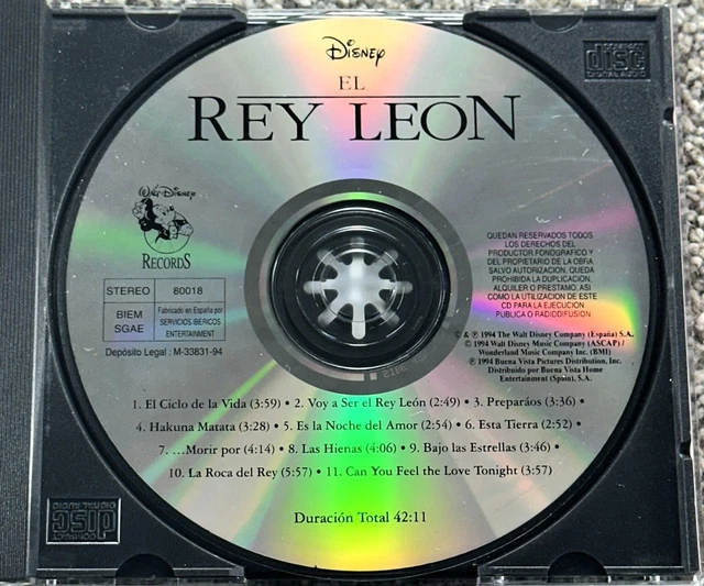 EL REY LEON The Lion King Walt Disney Movie Soundtrack CD Spanish ...