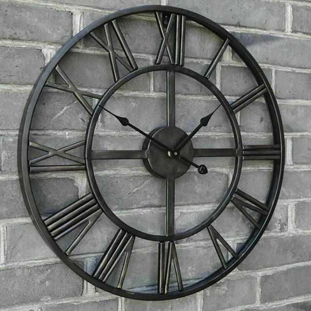 EXTRA LARGE ROMAN Numerals Skeleton Wall Clock Big Giant Open Face ...