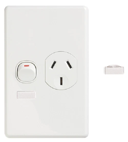 CLIPSAL SINGLE SWITCHED SOCKET 10A Safety Shutter, Circuit Id, Vertical ...