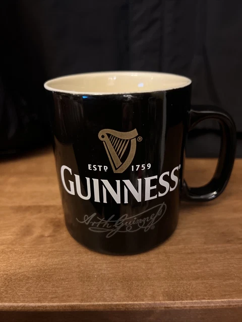 COLLECTABLE BLACK GUINNESS Harp Mug With Image Of 'Arth Guinnefs ...