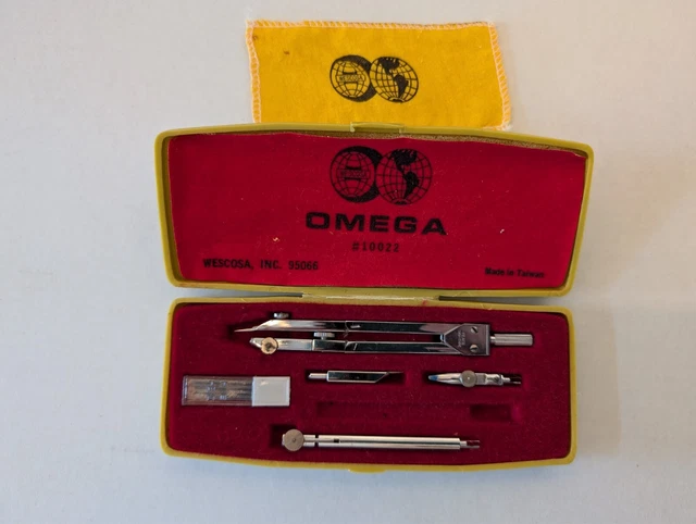VINTAGE OMEGA COMPASS Drafting Engineering Set with Hard Case $9.99 ...