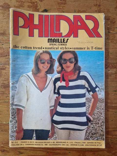 VINTAGE PHILDAR KNITTING crochet pattern book No. 44 Nautical Bikini ...