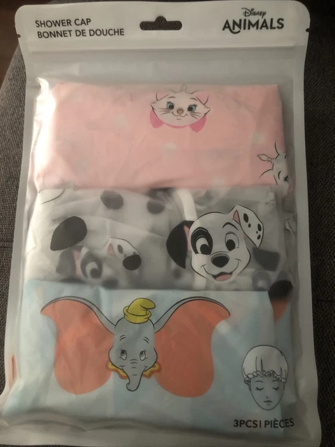 MINISO DISNEY SHOWER cap 3 pack include 101 dalmation, dumbo, Marie ...