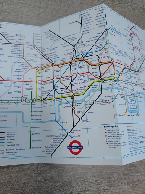 NOVEMBER 1996 LONDON Underground Tube Map Pocket Diagram Journey ...