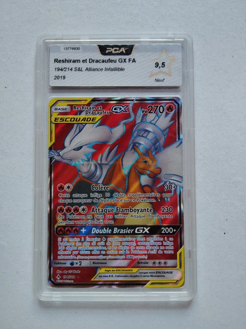 CARTE POKÉMON RESHIRAM et Dracaufeu GX 194/214 FA PCA 9.5 Alliance ...