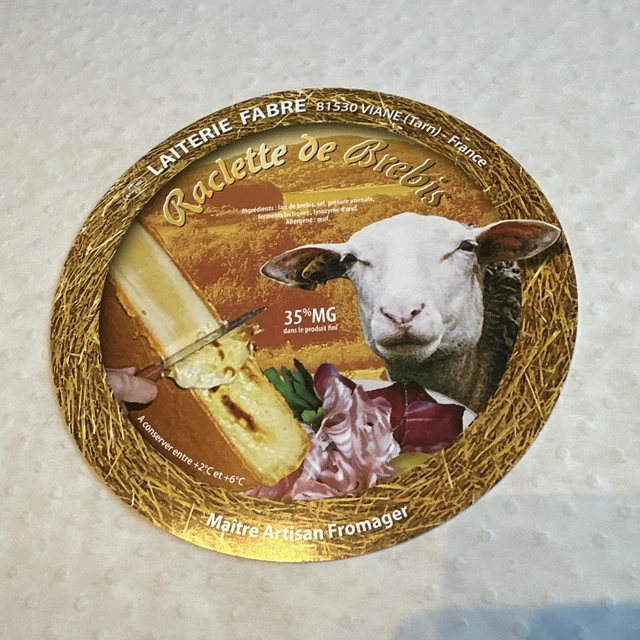 ANCIENNE ETIQUETTE DE FROMAGE Neuve Raclette Brebis Fabre Viane Tarn ...