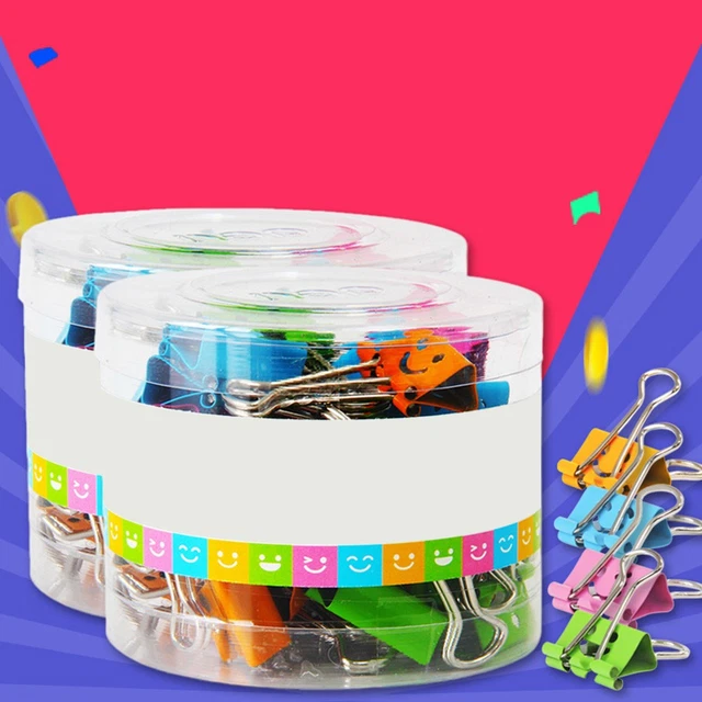 40 PCS 19MM Facial Expression Metal Binder Clips Hollow Paper Clamp ...