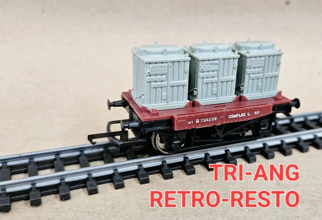 RESTORED BY TRI-ANG RETRO-RESTO TRI-ANG Hornby R340 Conflat Wagon METAL ...