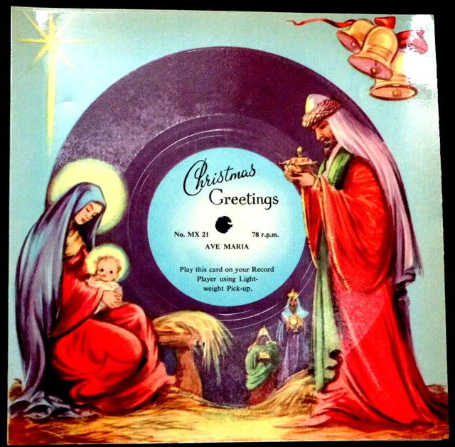 VINTAGE MELODY CHRISTMAS CARD 1950's Playable Disc - MX21 'Ave Maria' £ ...