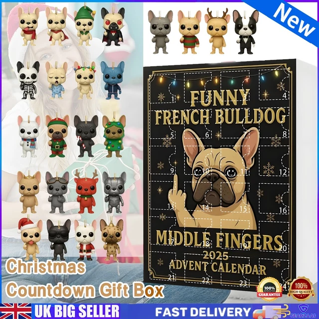 FRENCH BULLDOG ADVENT Calendar 2025 Fun Middle Finger French Bulldog ...