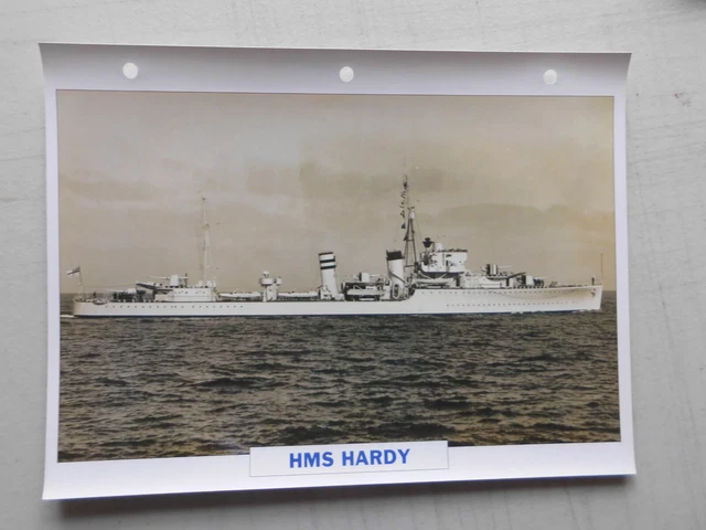 ROYAL NAVY DESTROYER HMS HARDY 1936 Warship Picture Maxi Card £1.75 ...