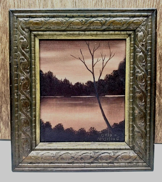 VTG SMALL ARKANSAS Regional Painting Monochromatic Scene Artist Ovid ...