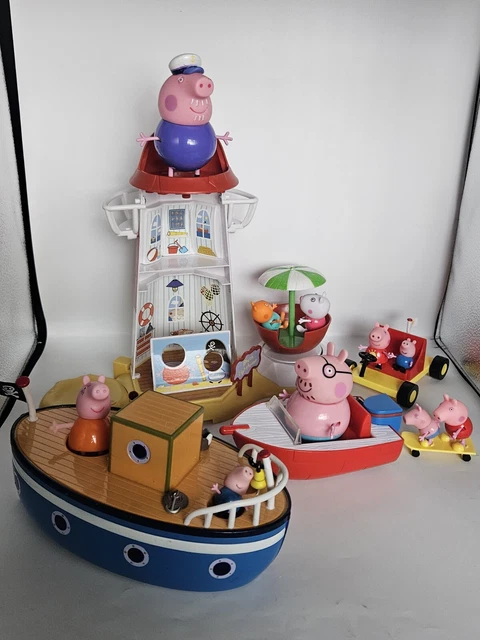 PEPPA PIG BEACH Lighthouse, Boats, Buggy & 10 Figures Bundle - See ...