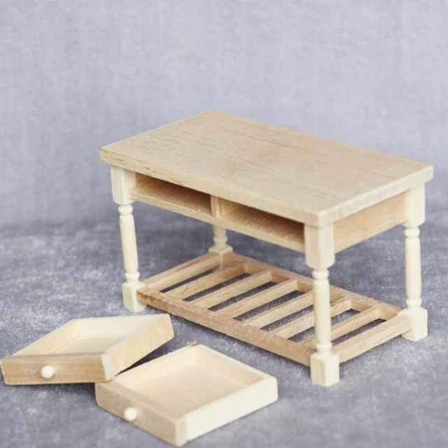 TINY CRAFT DESK Mini Furniture For 1/12 Scale Dollhouses Living Room ...