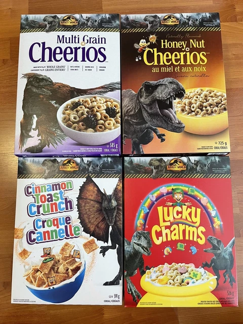 4 JURASSIC World Dominion Cereal Boxes Cheerios Lucky Charms Toast ...