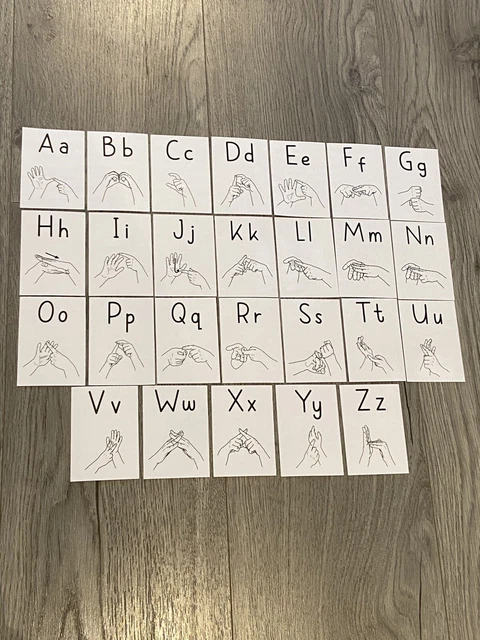 HANDMADE BRITISH SIGN Language Alphabet Flash Cards Early Years Pre ...