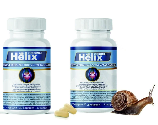 HELIX ORIGINAL 30 +15 Caps gift Natural Joint Support Supplement Snails ...
