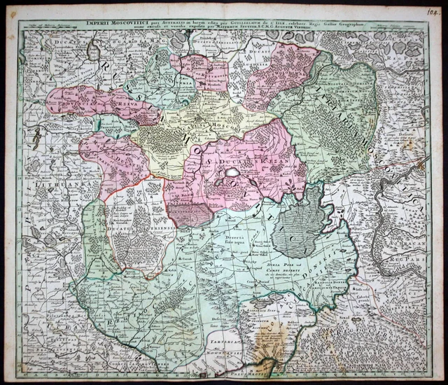 MOSCOW MOSKAU RUSSIA Russland Russie carte map Karte Kupferstich Seutter 1730 EUR 158,99 ...