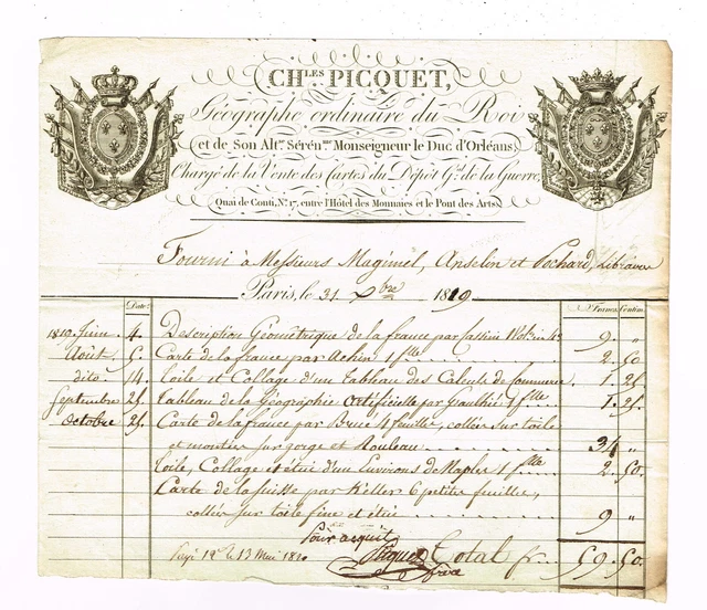 CHARLES PICQUET GEOGRAPHE De Napoleon I Louis Xviii Et Charles X EUR 65 ...