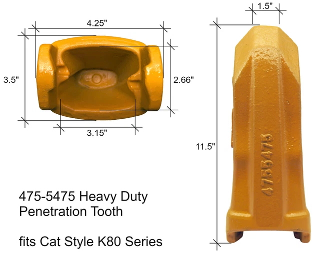 CAT STYLE K80 Series Excavator/Loader Bucket Tooth - 475-5475 Heavy ...