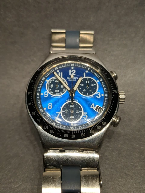 SWATCH IRONY V8 Chronograph Quartz Swiss Watch Blue With Black Dials ...