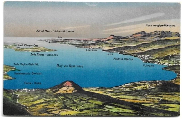 CARTOLINA DI FIUME ,Golfo Del Quarnero - Abbazia - Cherso - Veglia ...