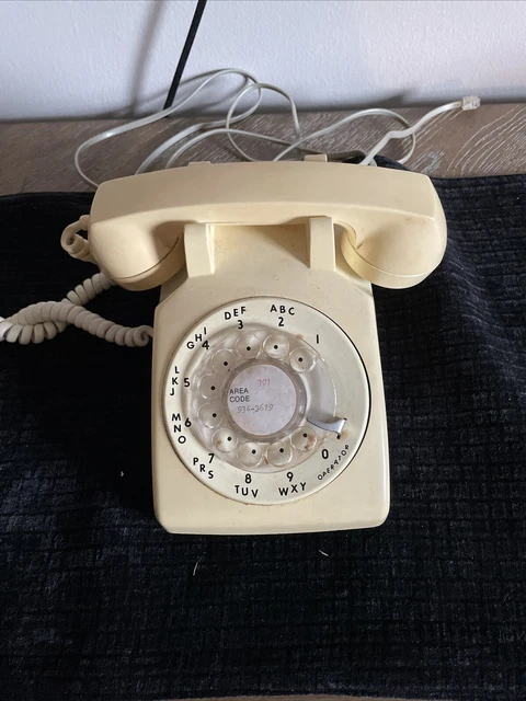 VINTAGE ITT ROTARY Dial Desk Counter Phone Handset Beige Telephone ...