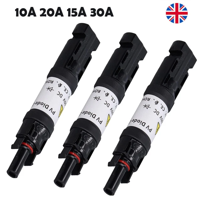 3PCS SOLAR PANEL Connector Fuse Diode Photovoltaic 15A 30A DC1000V UK £ ...